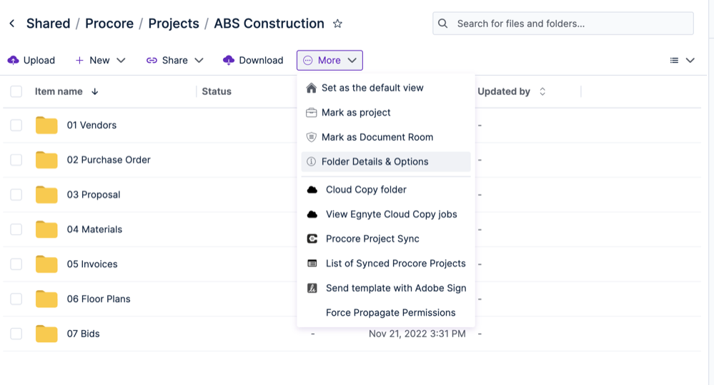 Procore Embedded UI – Egnyte