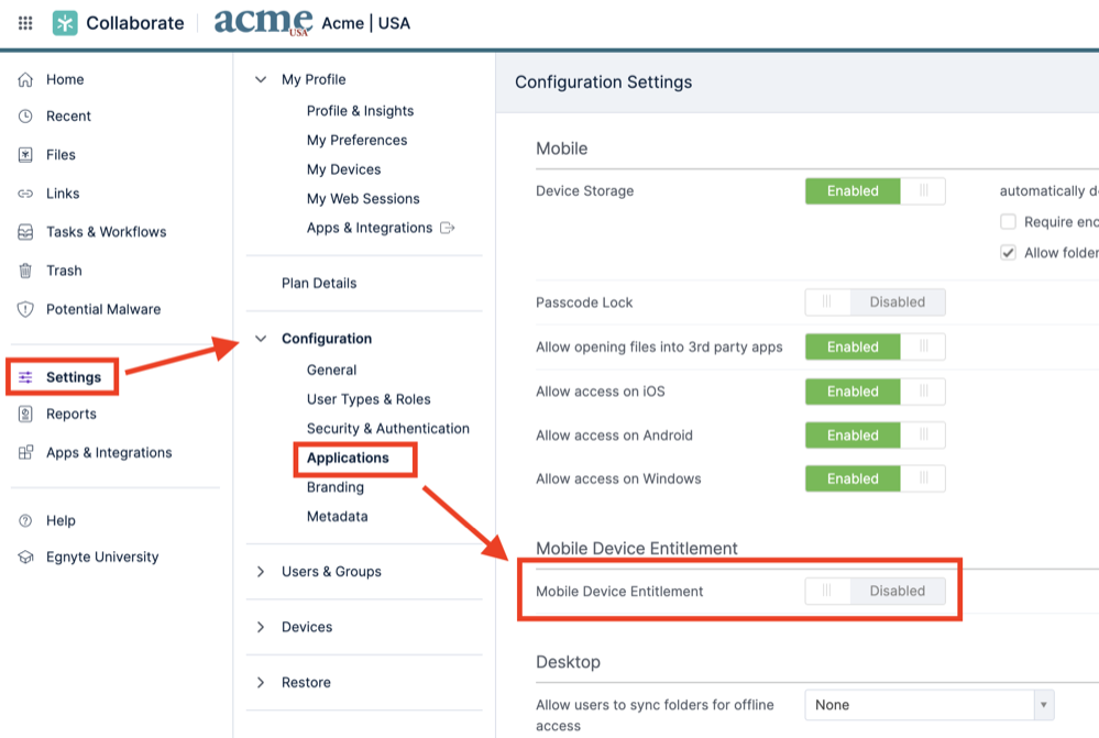 Mobile App - Device Entitlement – Egnyte