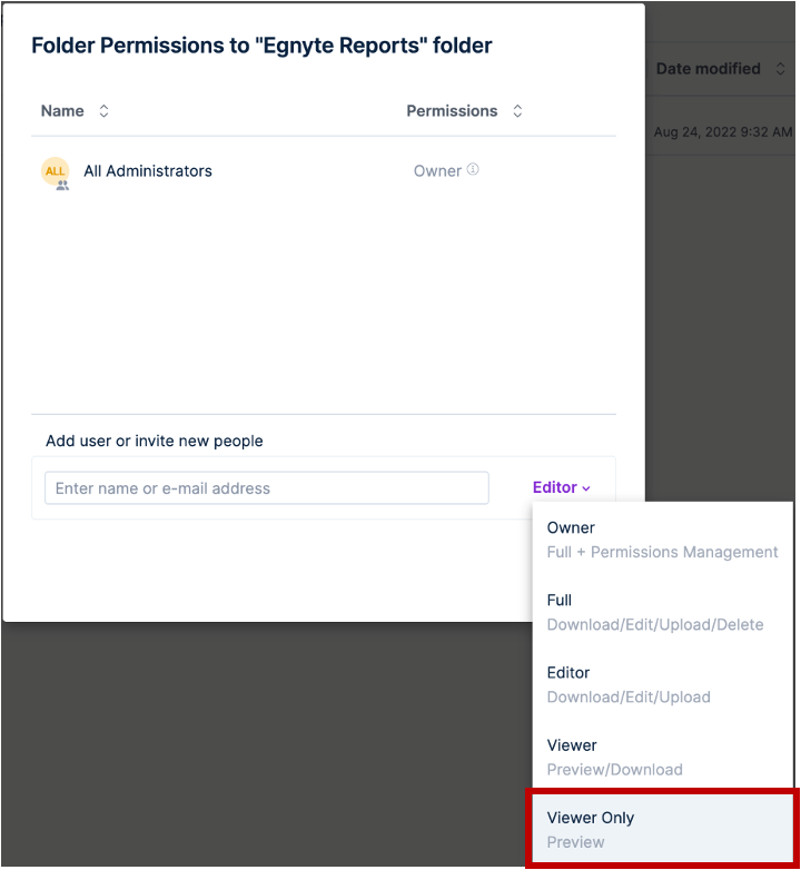 Viewer Only Permission Limited Availability – Egnyte