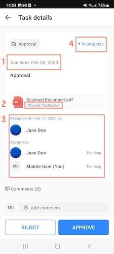 Reviewing and Approving Workflows and Tasks in the Android App – Egnyte