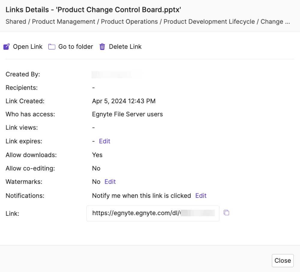 Managing Share Links – Egnyte