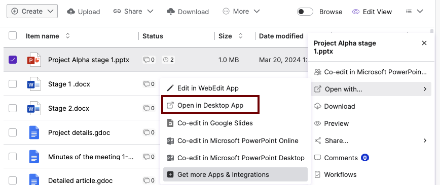 WebUI - Opening Files/Folders in Egnyte Desktop App from Web UI – Egnyte