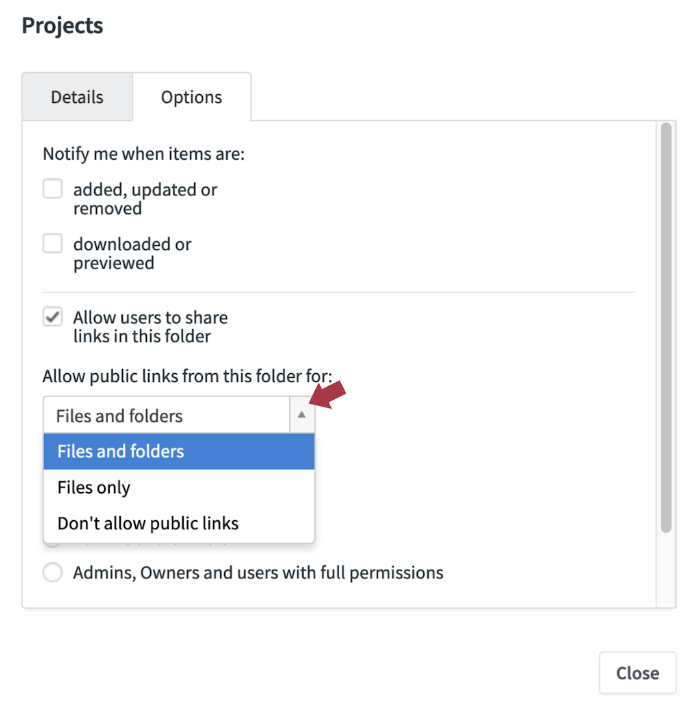 Share Settings – Egnyte
