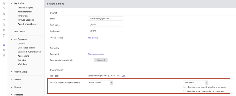 Folder Notifications – Egnyte