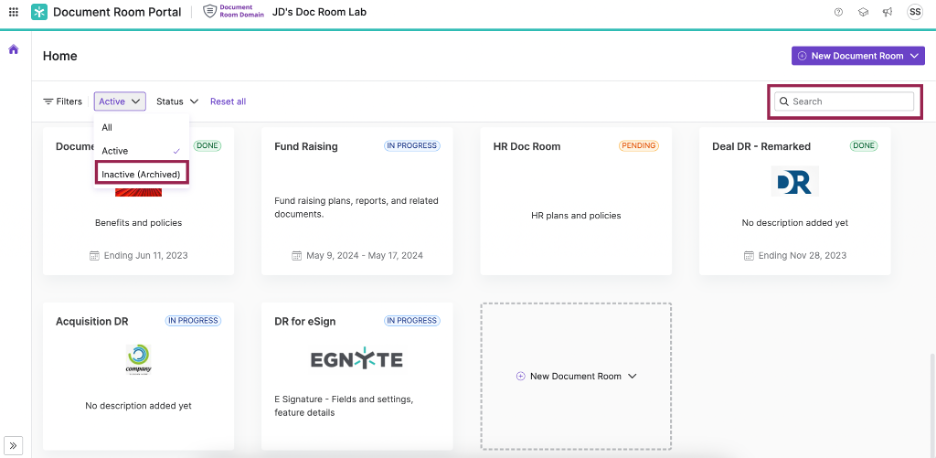 WebUI- In-Domain Document Room Archival And Miscellaneous Improvements ...