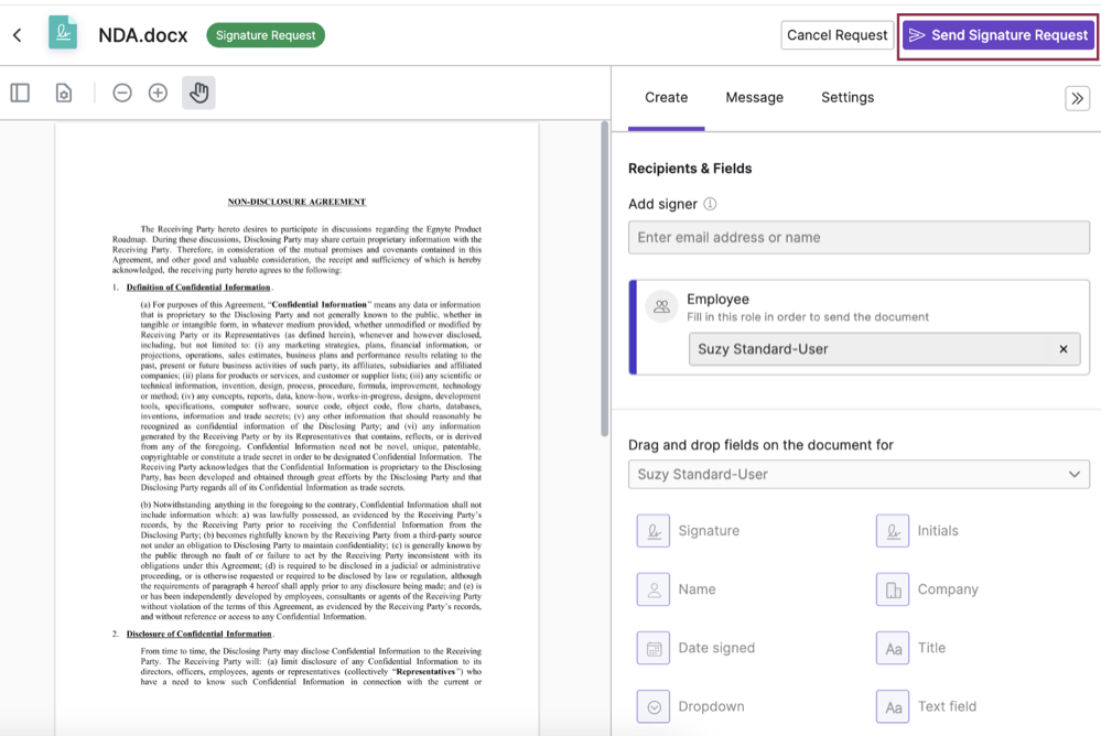Create Signature Requests using Templates – Egnyte