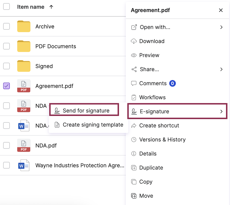 Sending and Managing Signature Requests – Egnyte
