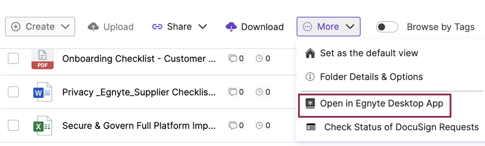 Opening Files or Folders in Egnyte Desktop App from Web UI – Egnyte