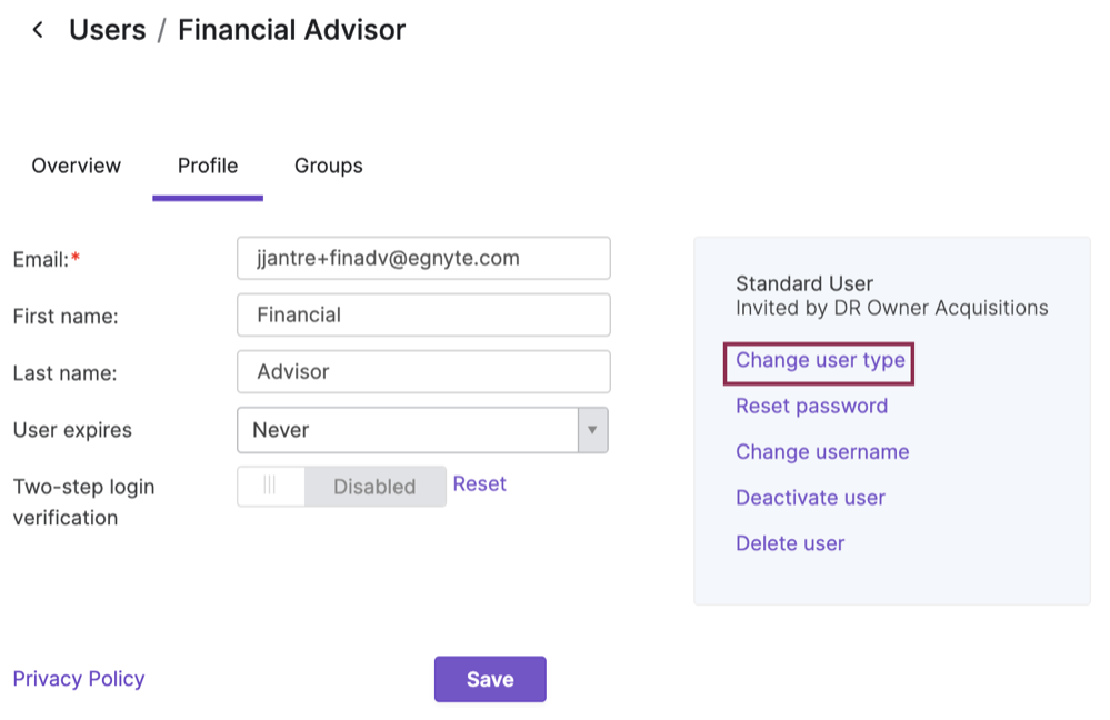 Manage Users – Egnyte