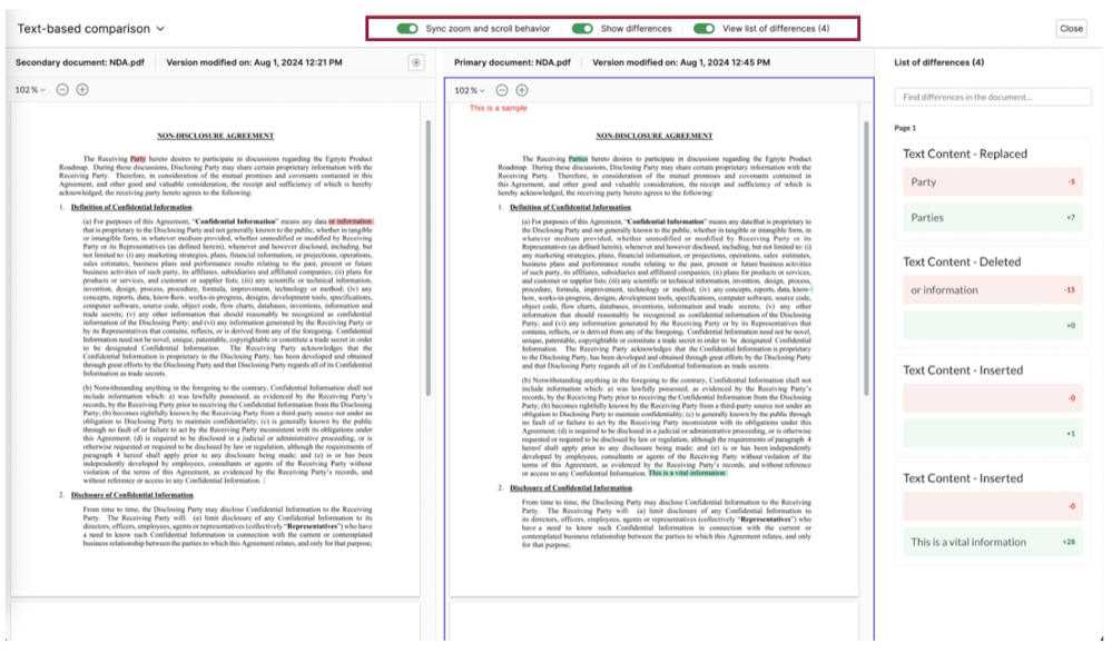 Document Comparison – Egnyte