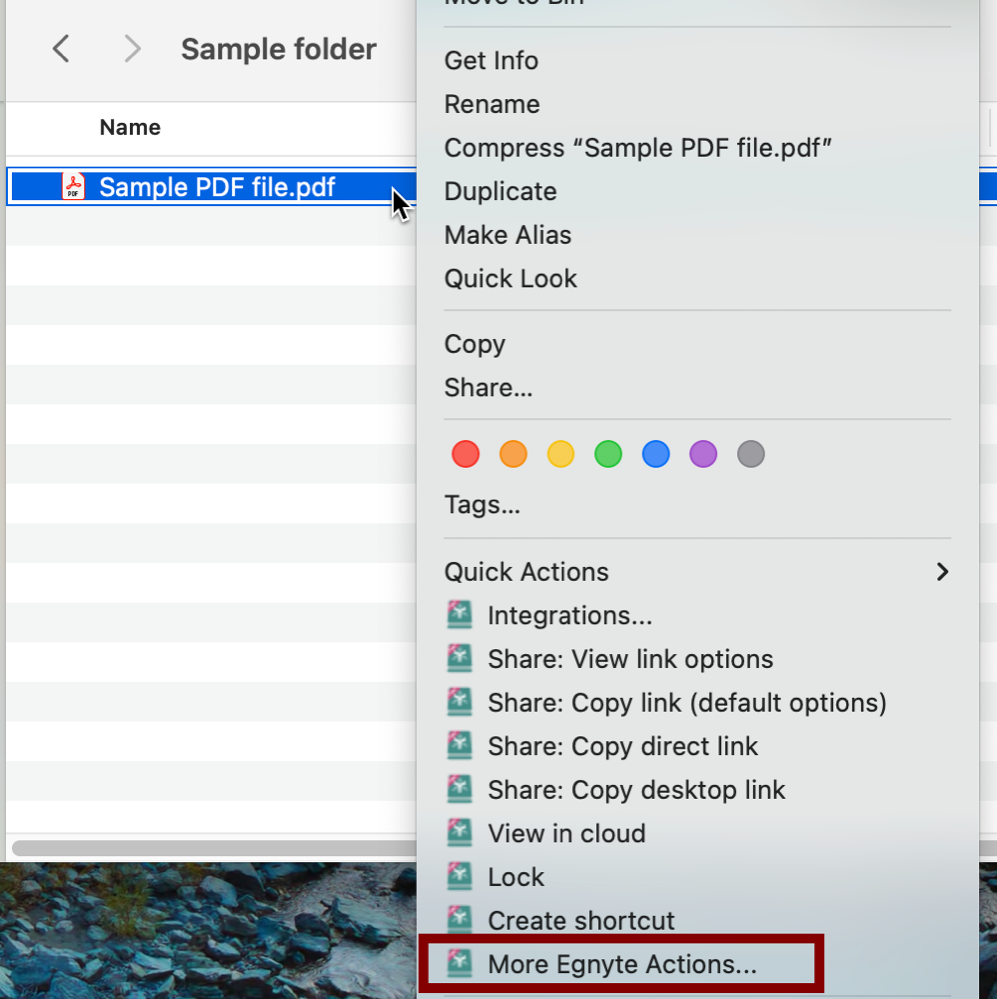 Egnyte Actions in Desktop App – Egnyte