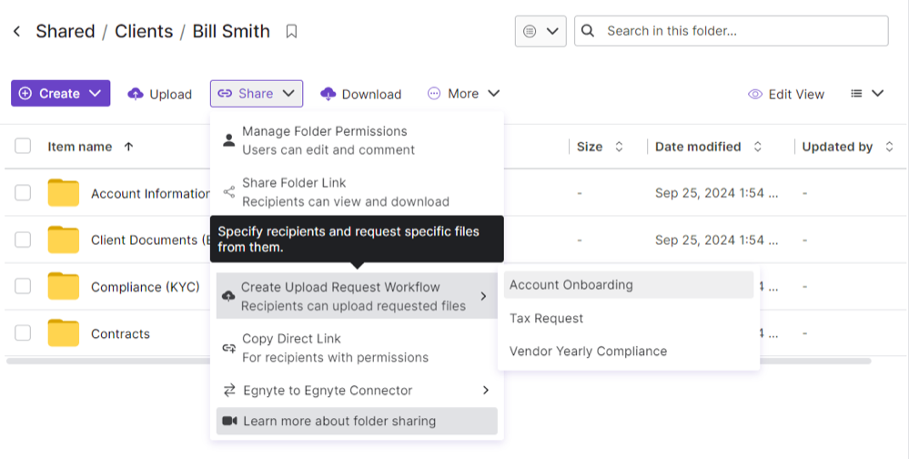 Upload Request Workflows – Egnyte