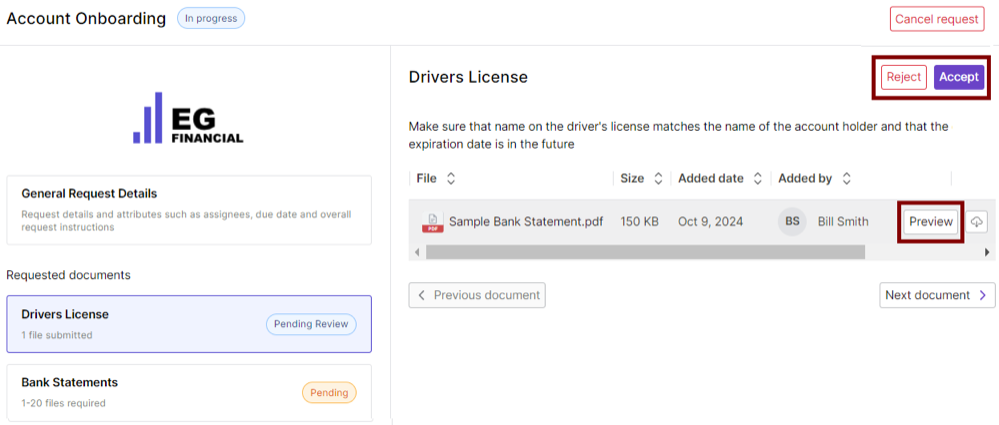 Uploading and Reviewing Documents for an Upload Request – Egnyte