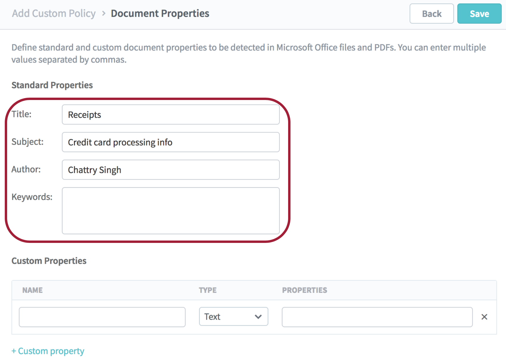Document Properties Egnyte