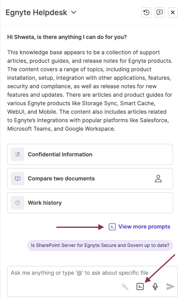 Prompts Management in Knowledge Bases – Egnyte