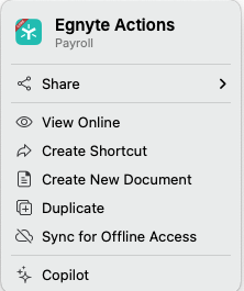Egnyte Actions in Desktop App – Egnyte
