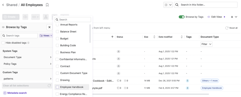 Browse by Metadata Tags – Egnyte