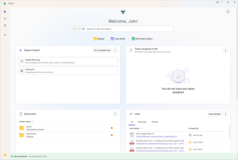 Egnyte Desktop App - New Application User Interface – Egnyte
