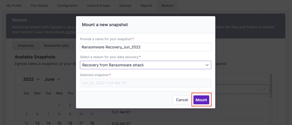 Snapshot-Based Ransomware Recovery – Egnyte