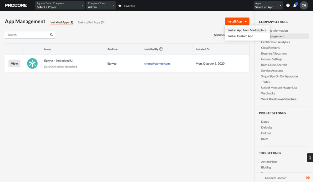 Procore Integration – Egnyte